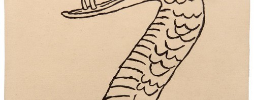 アンディ・ウォーホル 直筆サイン 直筆ドローイング《Rearing Serpent Head》
