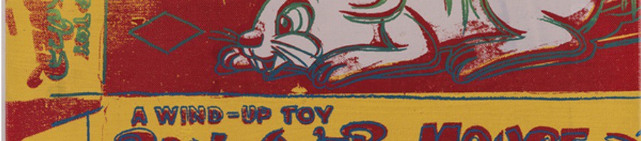 アンディ・ウォーホル キャンバスにアクリル、シルクスクリーン サイン 《Roll over Mouse, A wind-up Toy》